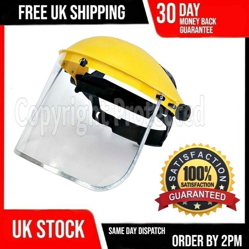 CLEAR SAFETY FACE MASK SHIELD VISOR SPARKS GRINDING STRIMMER GARDEN ...