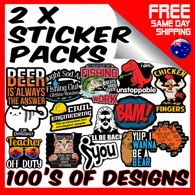 2 x Funny Stickers - Car Bumper window caravan truck ute laptop Sticker ...