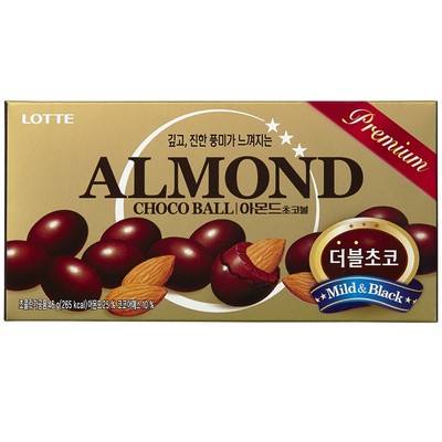 Korean Snack LOTTE ALMOND CHOCO BALL 46g 1,3,5pack, Mild Black ...