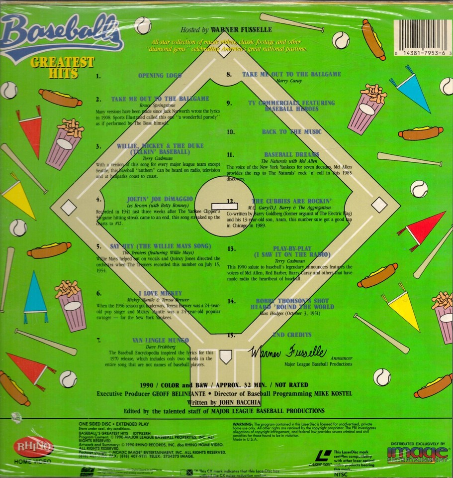 Baseballs Greatest Hits (Laserdisc) 14381795363| eBay