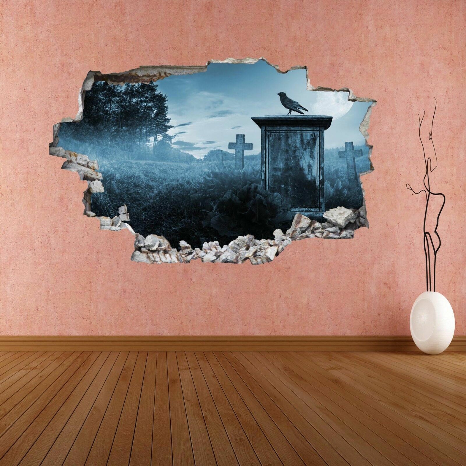 Crow Cemetery Gravestone Wall Sticker Mural Decal Home Decor CL24 | eBay