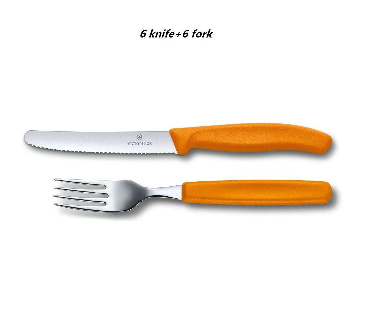VICTORINOX Cutlery Set Orange Color Handle Swiss Classic Table Set for ...