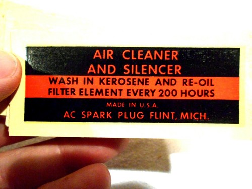 Vintage AC Spark Plug Air Cleaner & Silencer Decal | eBay