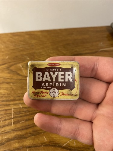 Vintage BAYER ASPRIN" Metal Tin, Genuine Advertising Medicine, Rare Old ...