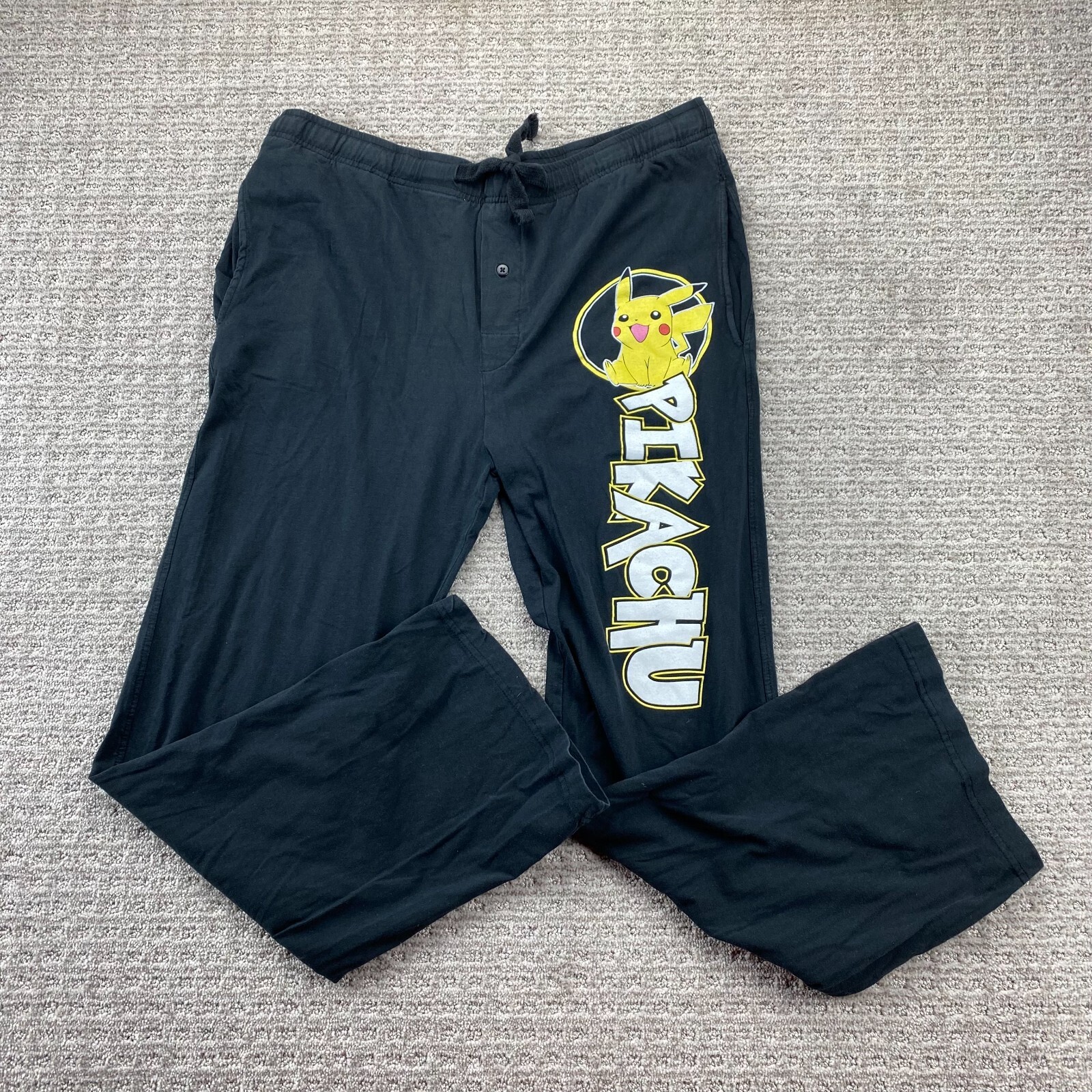 Pokémon Pikachu Pants Men Large L Black Pajama Sleep … - Gem