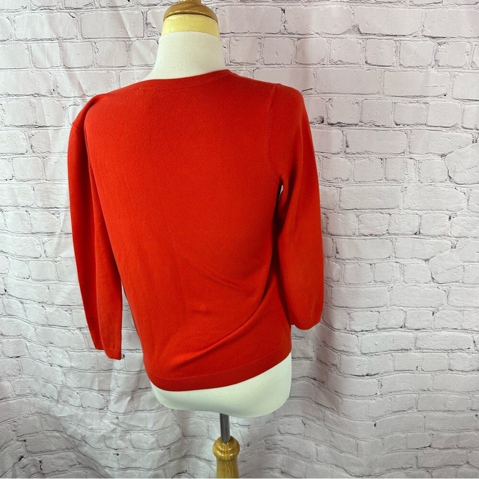 talbots prima cotton blend orange/red cardigan sz small preppy business ...