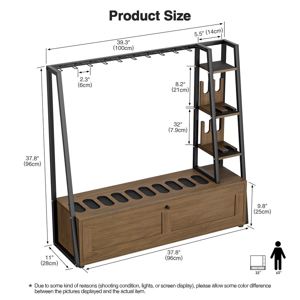 Gun Rack, Wooden Gun Display Stand with Pistol Rack, Gun Rack Storage ...