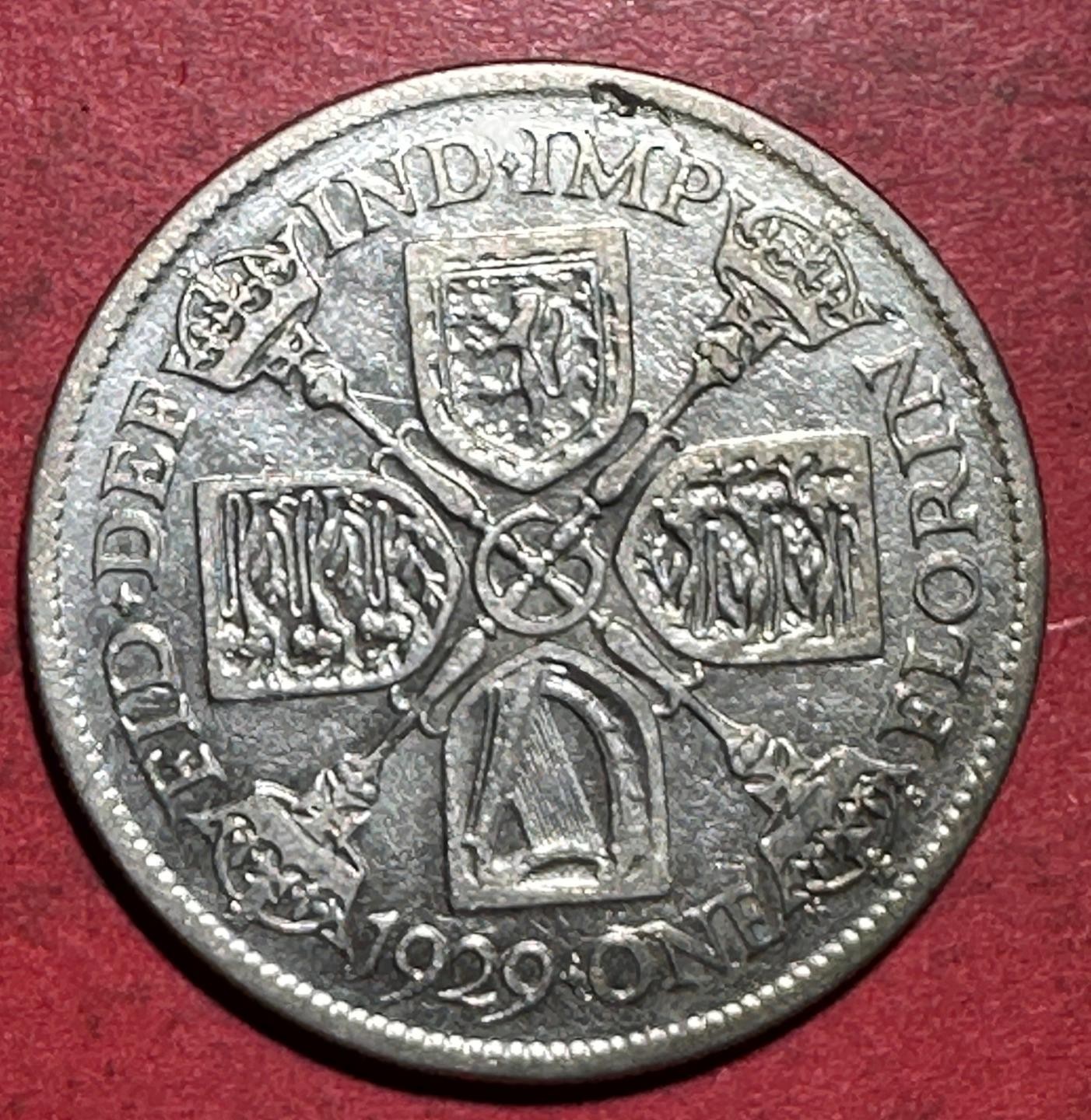 1929 British King George V SILVER Florin! FINE Details! Old British ...