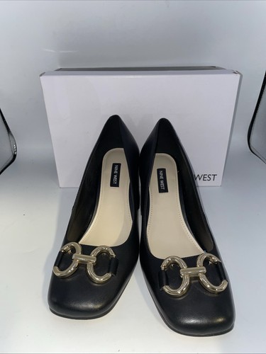 Nine West Women's Tan Caven Leather Pumps Block Heels Shoes 7.5M | eBay