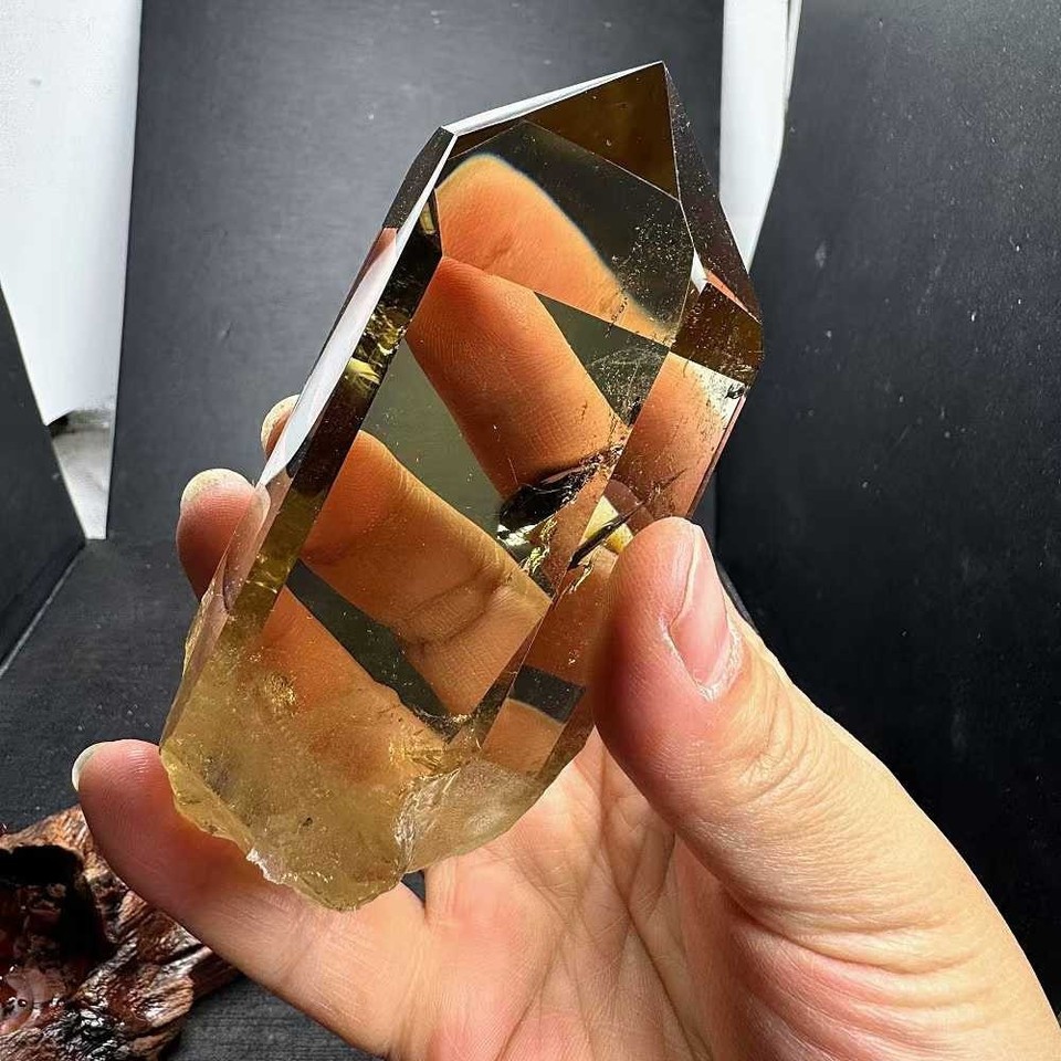 430g Natural Citrine Quartz Obelisk Crystal Energy Point Reiki Decor ...