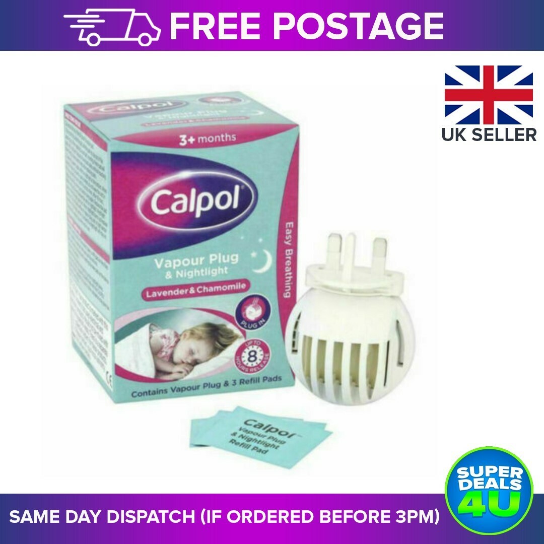 Calpol - Vapour Plug & Nightlight Plug With 3 Refill Pads - Lavender ...