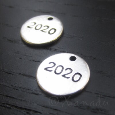 Year 2020 Charms - 12mm Antiqued Silver Plated Pendants C3859 - 10, 20 ...