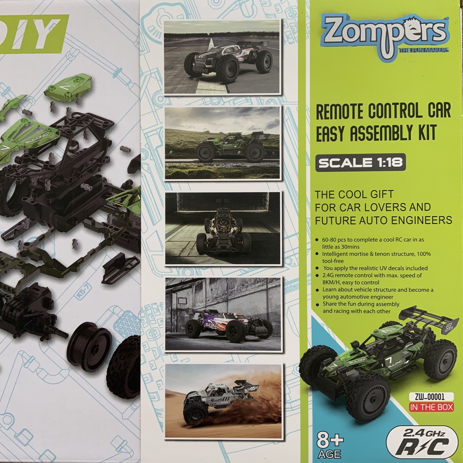 ZOMPERS STEM DIY 1:18 SCALE RC BUILD KIT 2.4G : ENGINEERING KIT - GREEN ...