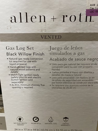 Allen & Roth 24-in 55000-BTU Dual Vented Gas Fireplace Logs | eBay