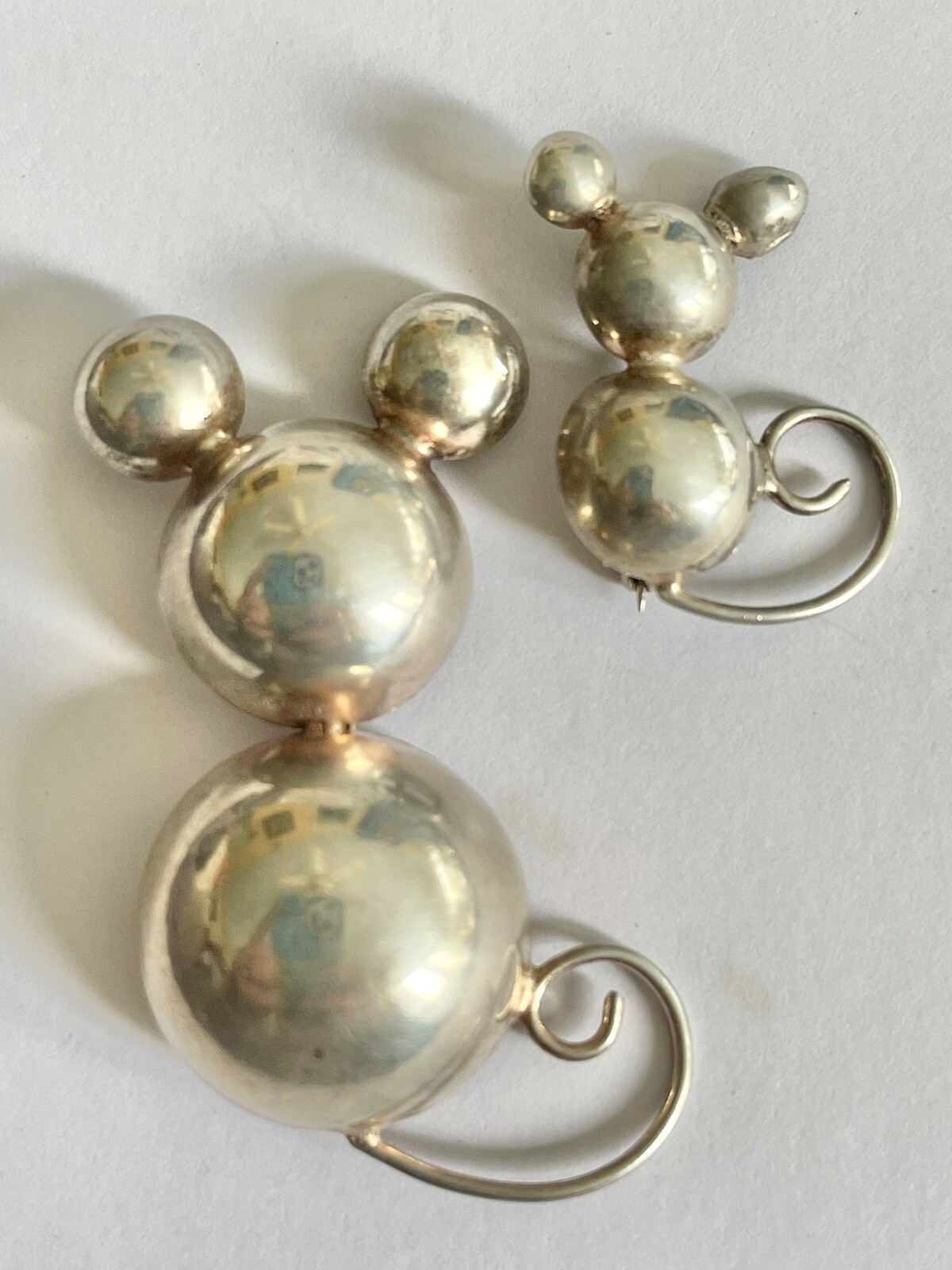 vintage sterling silver mouse brooch set with gilded neck rings. very ...
