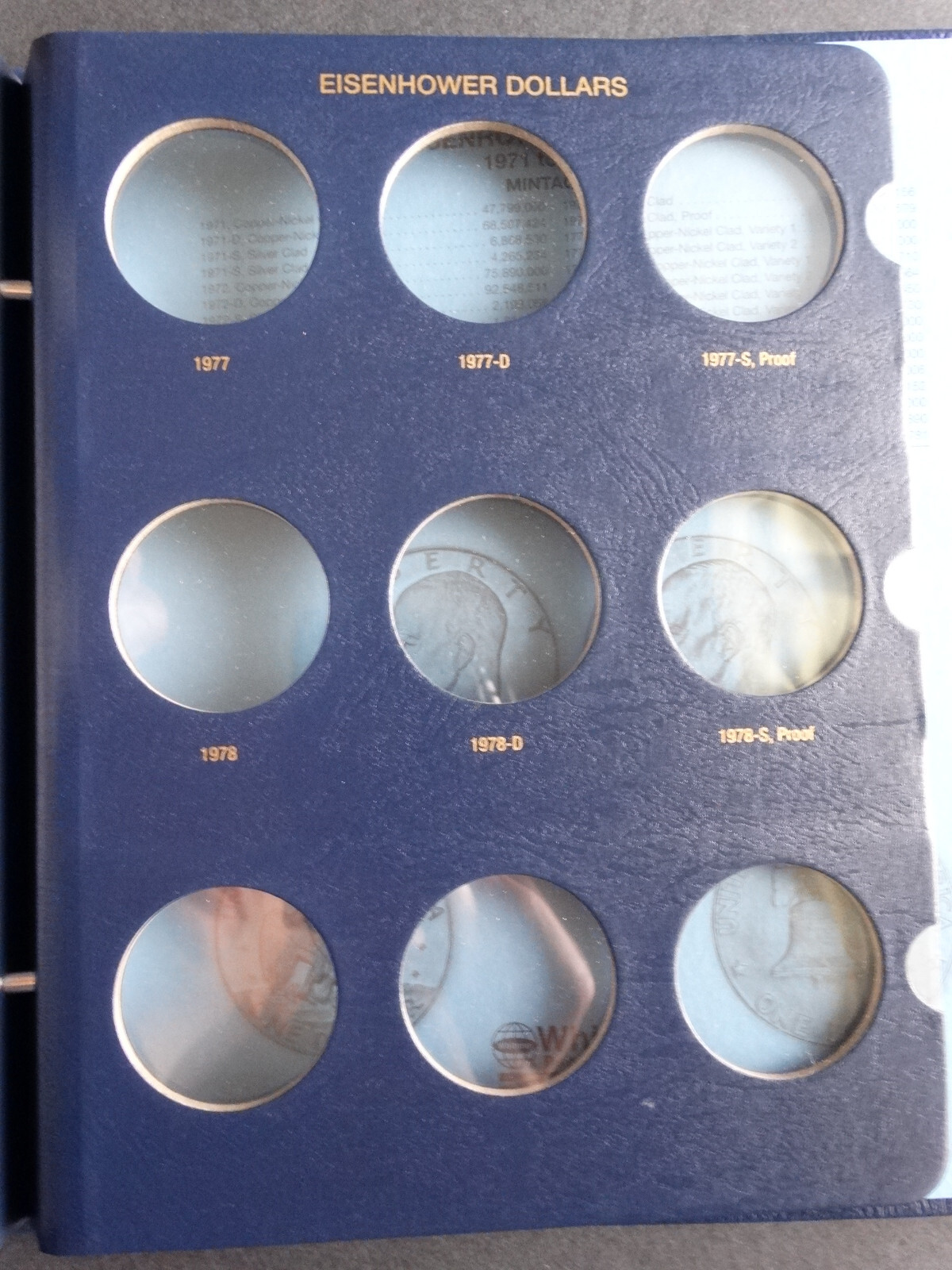 Whitman Eisenhower Dollars Coin Album Book P,D and SF 1971-1978 #9131 ...