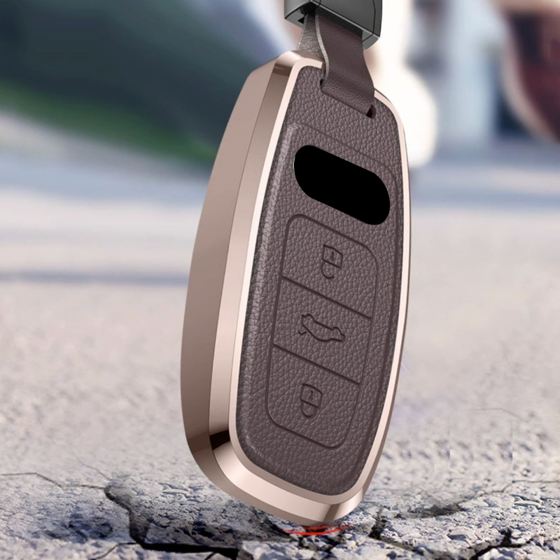 Aluminum Alloy Leather Car Key Case Cover For Audi RS4 RS5 S3 Q5 Q7 TT ...