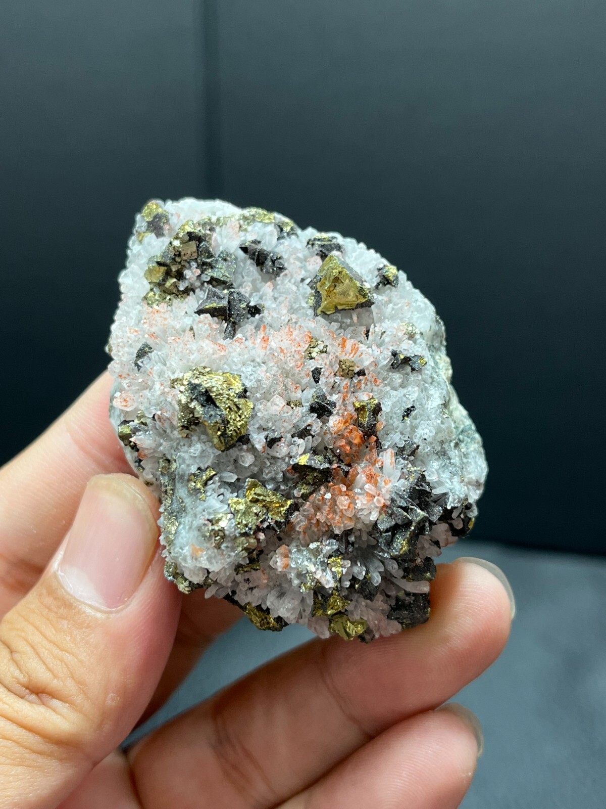 98.2g Natural Rare Red Crystal With Golden Pyrite Mineral Specimen | eBay