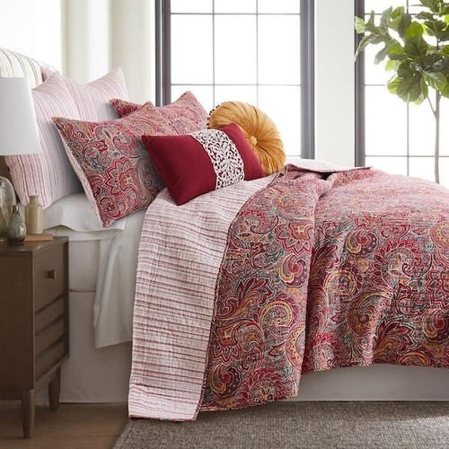 Levtex Home Kimpton Multi-Color Paisley Reversible Cotton King Quilt ...