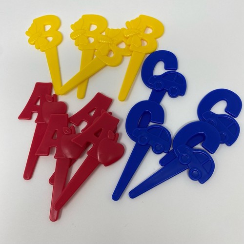 ABC red blue yellow pre-school picks - cupcake toppers Set of 24 | eBay