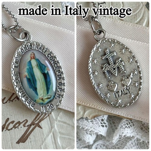 Italian Vintage Silver Medallion Necklace with Religious Charm | eBay