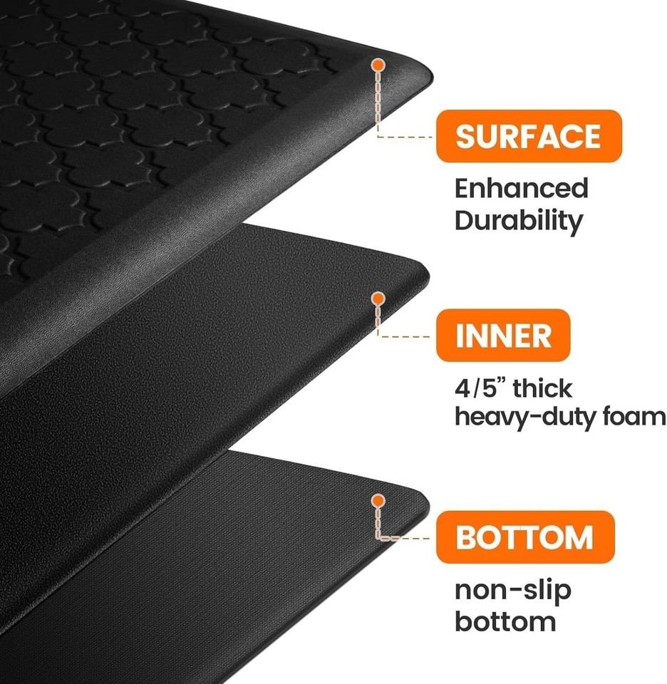 Mattitude Kitchen Mat Cushioned Anti-Fatigue Floor Mat Waterproof Non ...