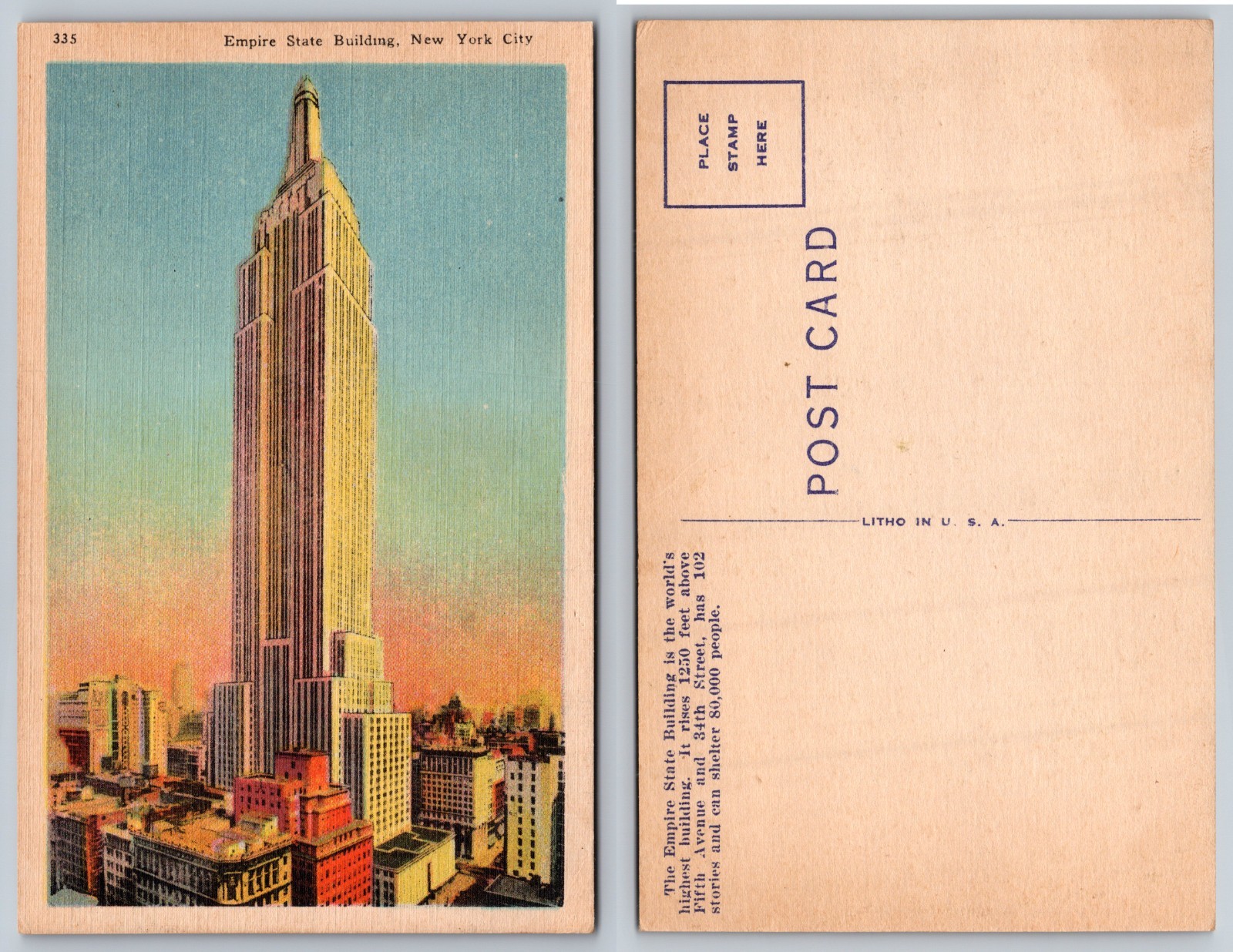 Empire State Building New York City Postcard | eBay