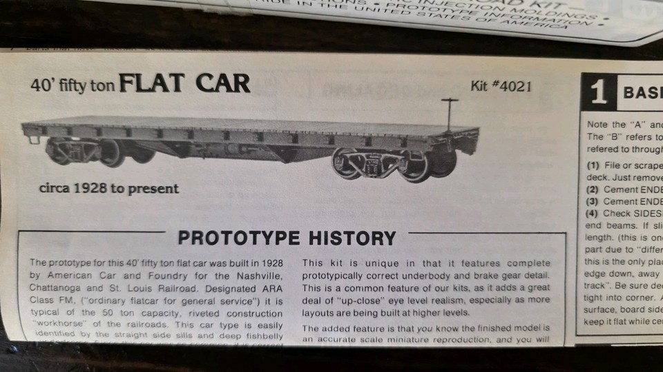 1992 HO Scale Tichy Train Group 40 Foot 50 Ton Flat Car Model Kit #4021 ...