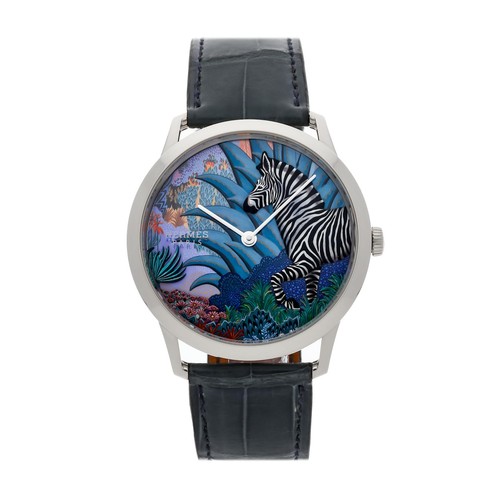 Hermes Slim d'Hermes Mountain Zebra White Gold 40mm Strap Watch CA2 ...