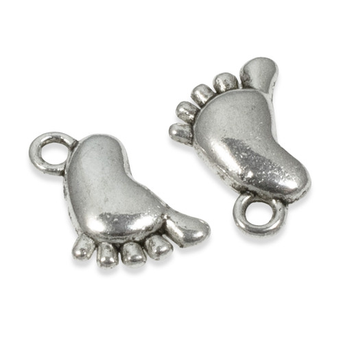 20 Silver Barefoot Charms - Metal Baby Feet - Tiny Foot Charm - New Mom ...