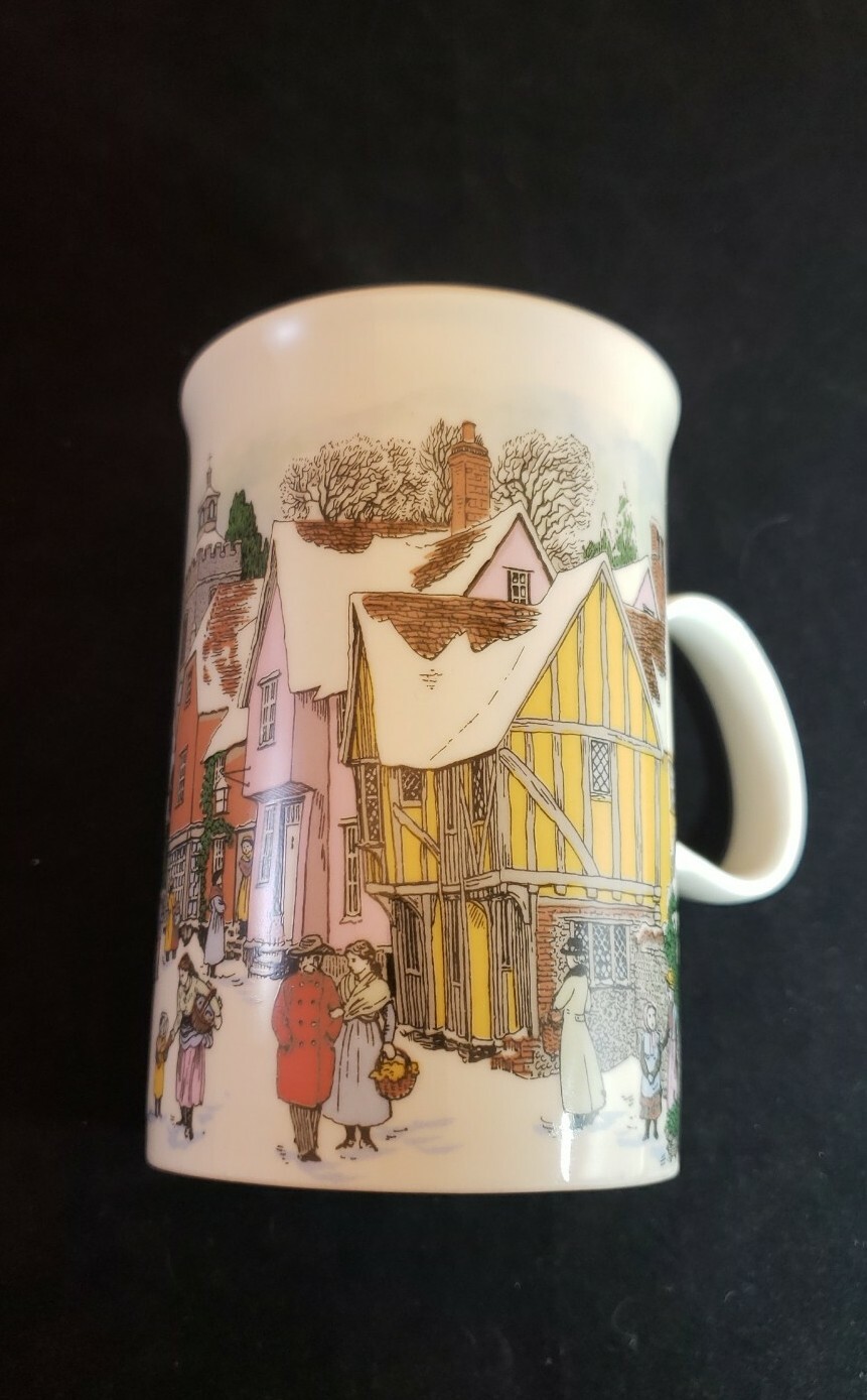 Vintage Dunoon Mug Scotland Christmas Winter Village Scene Sue Scullard ...