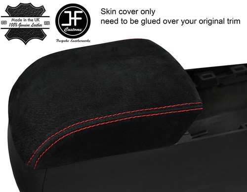 RED STITCHING REAL SUEDE ARMREST COVER FITS MAZDA 3 2016-2019 | eBay
