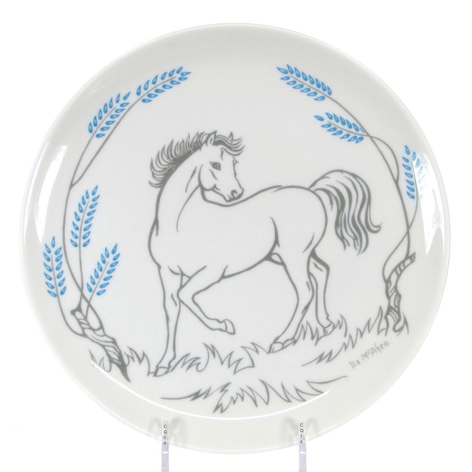 Vtg Jackson China ILA MCAFEE - HORSE & WHEAT 8.5" Salad Plate Blue Grey ...