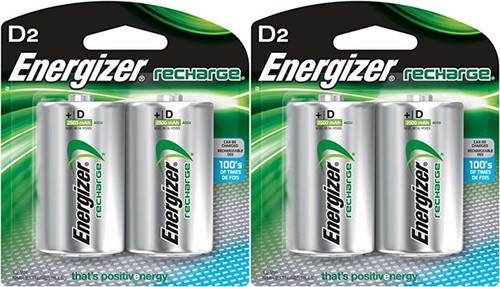4 (2x2) Energizer D D2 NH50 Rechargeable NiMH 2500mAh 1.2V Batteries | eBay