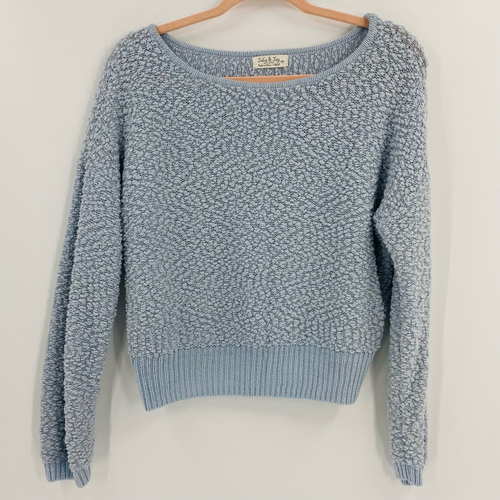 Jolie & Joy Womens Pullover Sweater Blue Nubby Knit Long Sleeve Scoop ...