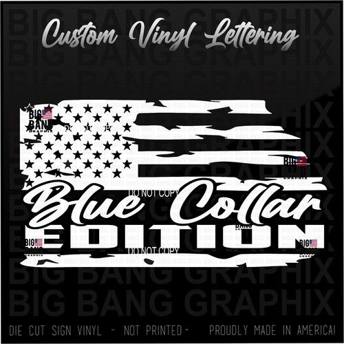 US FLAG Blue Collar Edition Vinyl Decal Sticker SUV Truck ATV Window ...