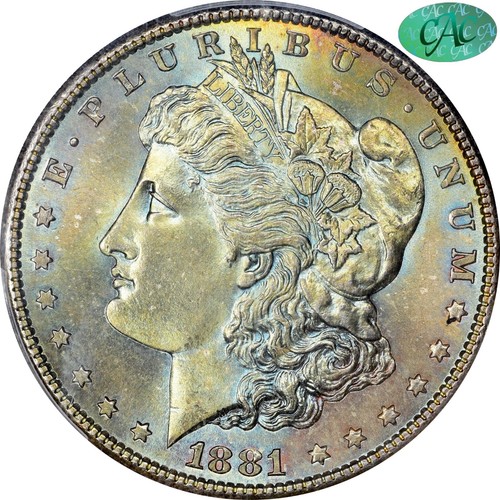 1881-S $1 MS65 PCGS CAC Toned Color Morgan Silver Dollar No Reserve | eBay