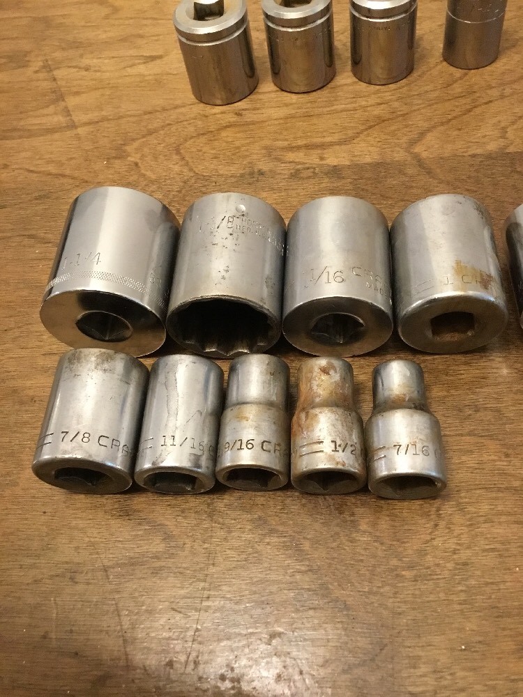 1/2” Sockets Set Of 14 Craftsman Easco Thorsen SAE Metric 7/16” To 1-1/ ...