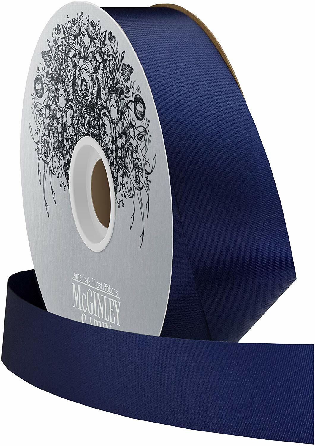 McGinley Satin Acetate Ribbon, Navy Blue - 100yd x 1.3in (282229-033 ...