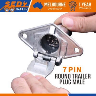Trailer Plug 7 Pin Round Plug Male Slim Metal Caravan Trailer Part Boat ...