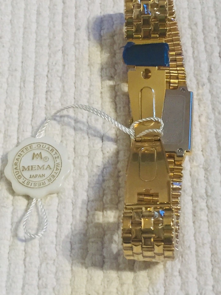 Mema Japan Quartz 22K Gold Electroplated Stainless Steel Square Watch 2104G | eBay