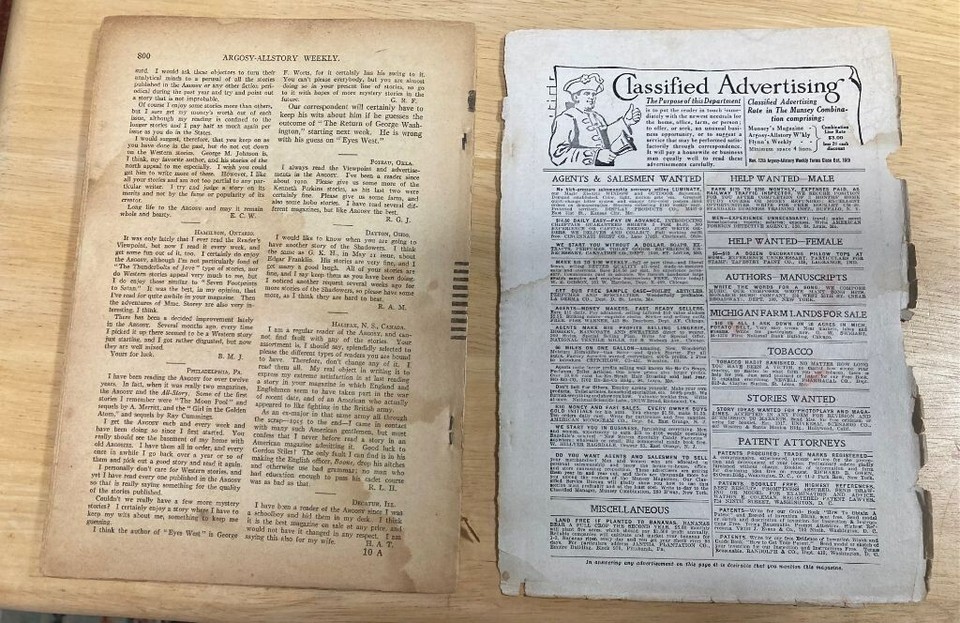 Argosy All-Story Weekly October 8, 1927 Vintage Pulp Garret Smith, Ben ...