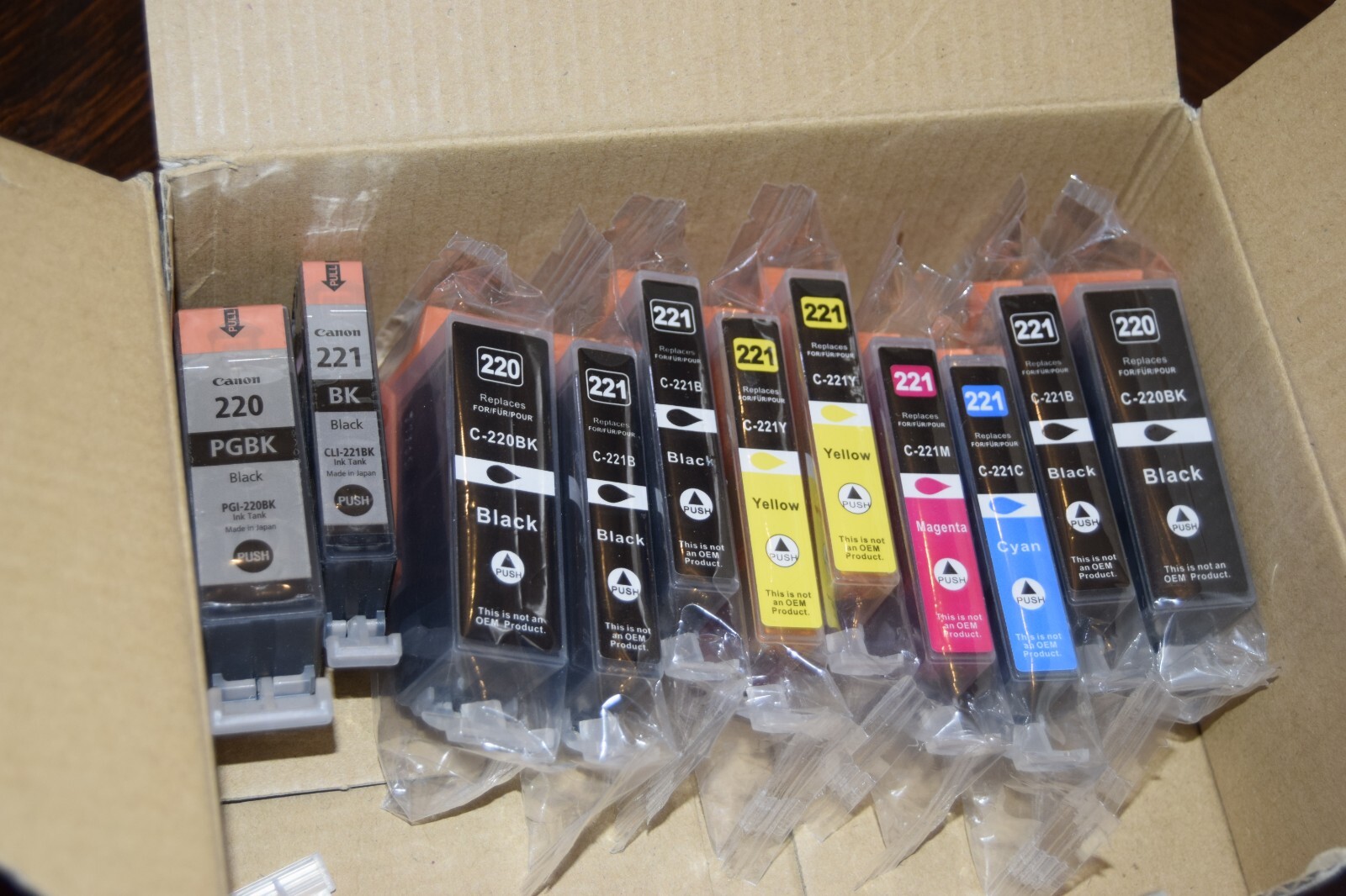 EZ Ink 220/221 (9) & 2 Canon OEM Cartridges - Cyan, Yellow, Magenta ...