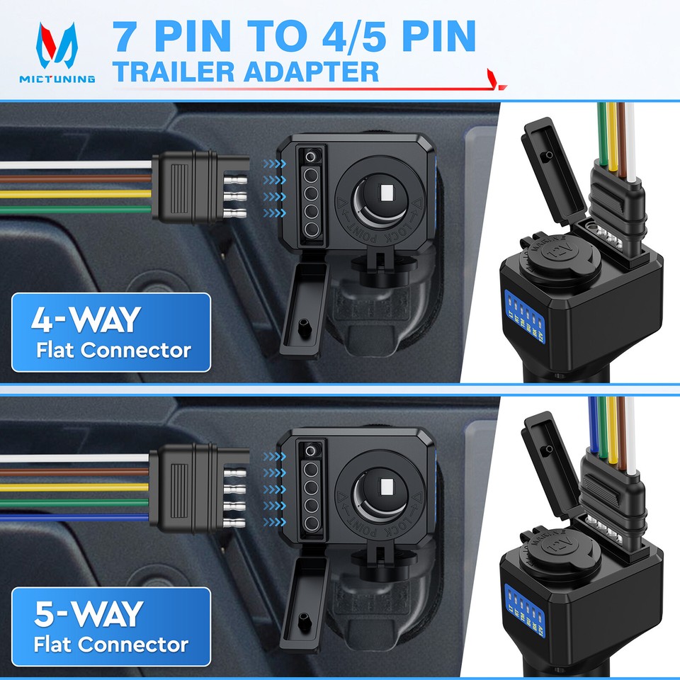 Trailer Light Power Adapter Tester Plug 7-Way to 4 or 5-Pin 12V ...