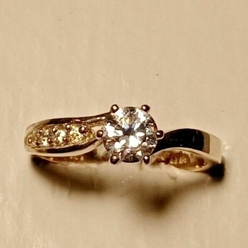 Sterling silver SETA 925 & cubic zirconia round cut size 10 ladies ring ...