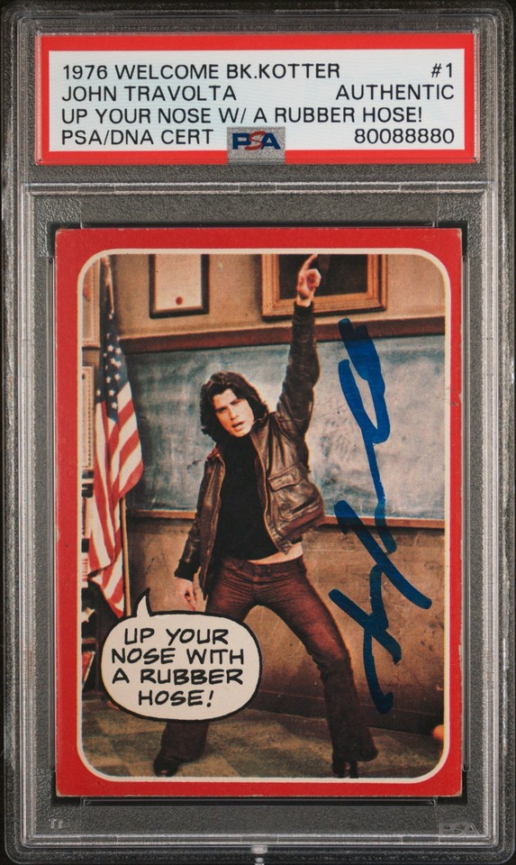 John Travolta 1976 Topps Welcome Back Kotter #1 Rookie Card Autograph ...