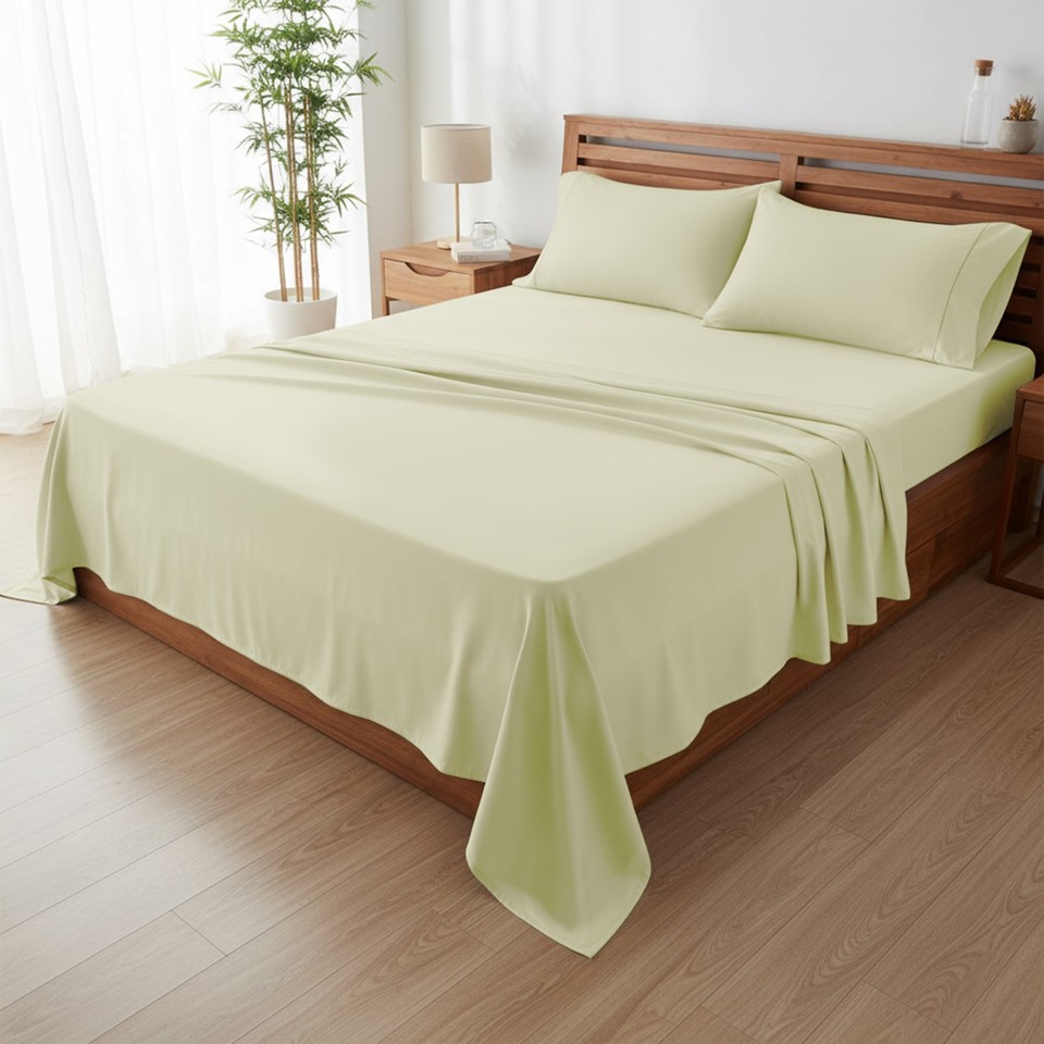 Bamboo Blend Bed Sheet Set 4 Piece Breathable Deep Pocket Luxury Hotel ...