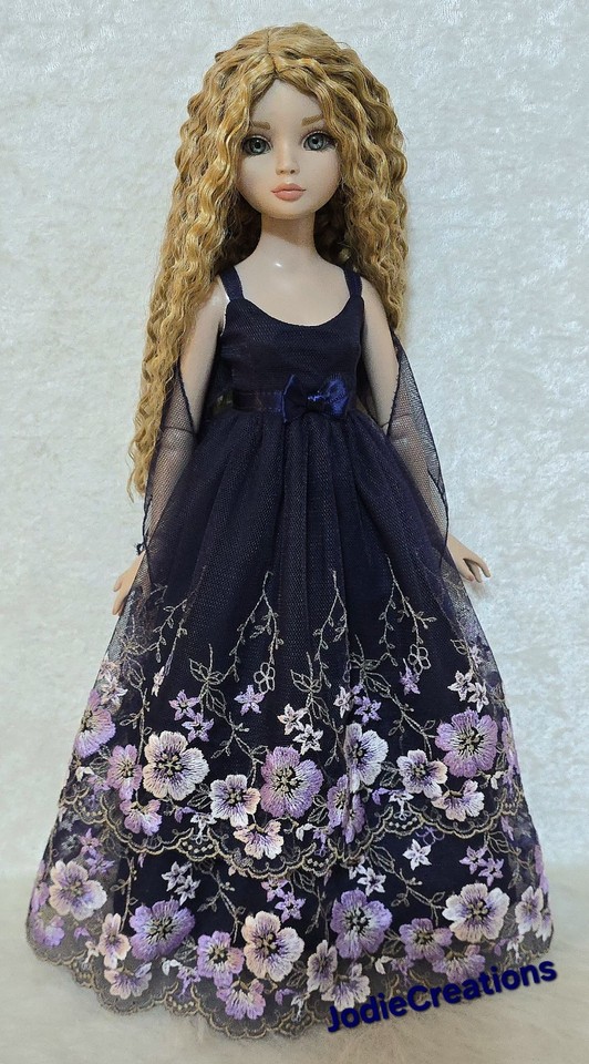 Navy Blue And Purple Embroidered Lace Gown For The 16" Tonner Ellowyne ...