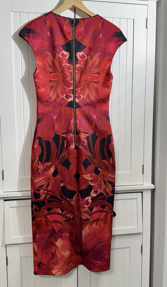Ted Baker Size 2 Body Con Red Orchid Dress | eBay
