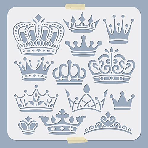 13 Styles Crown Stencil King Queens Crown Stencils for Painting 11.8×11 ...
